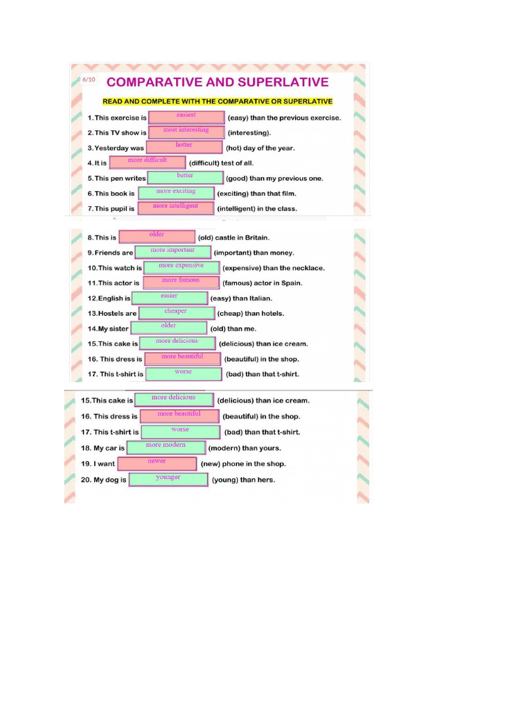 Comparative Superlative | PDF