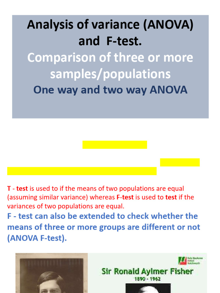 Analysis of Variance ANOVA | PDF | F Test | Analysis Of Variance