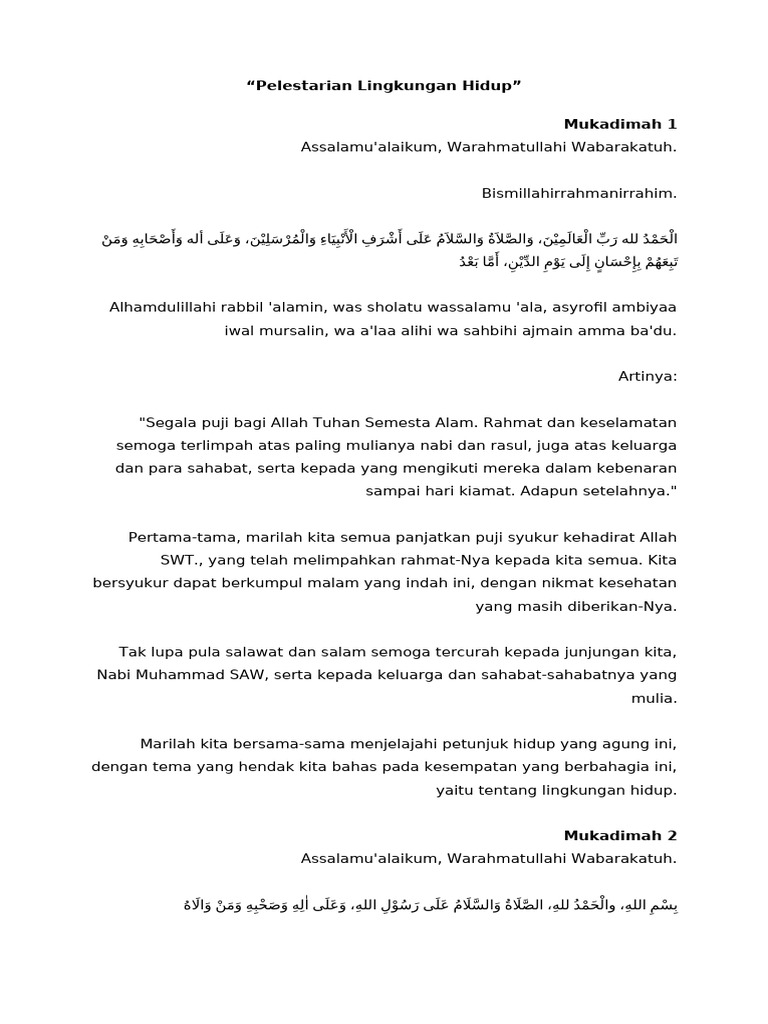 Teks Muhadoroh Bahasa Indonesia | PDF