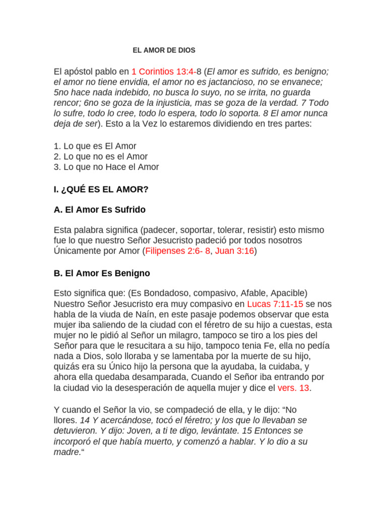 El Amor De Dios Pdf Amor Fe