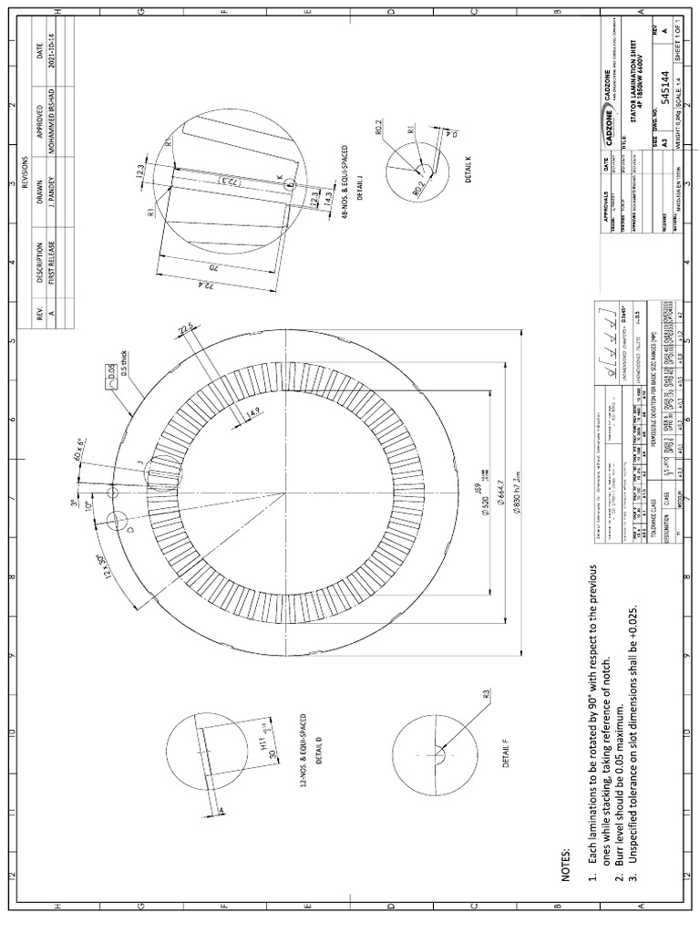 5.545144 Stator Lamination Sheet Rev A | PDF