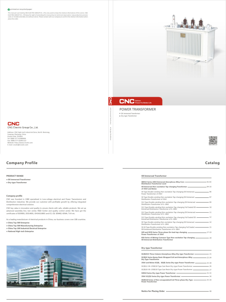 Power Transformer Catalogue | PDF | Transformer | Electrical Components