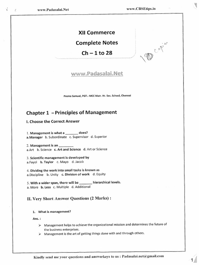 12 STD Commerce Complete Notes 1 To 12 | PDF