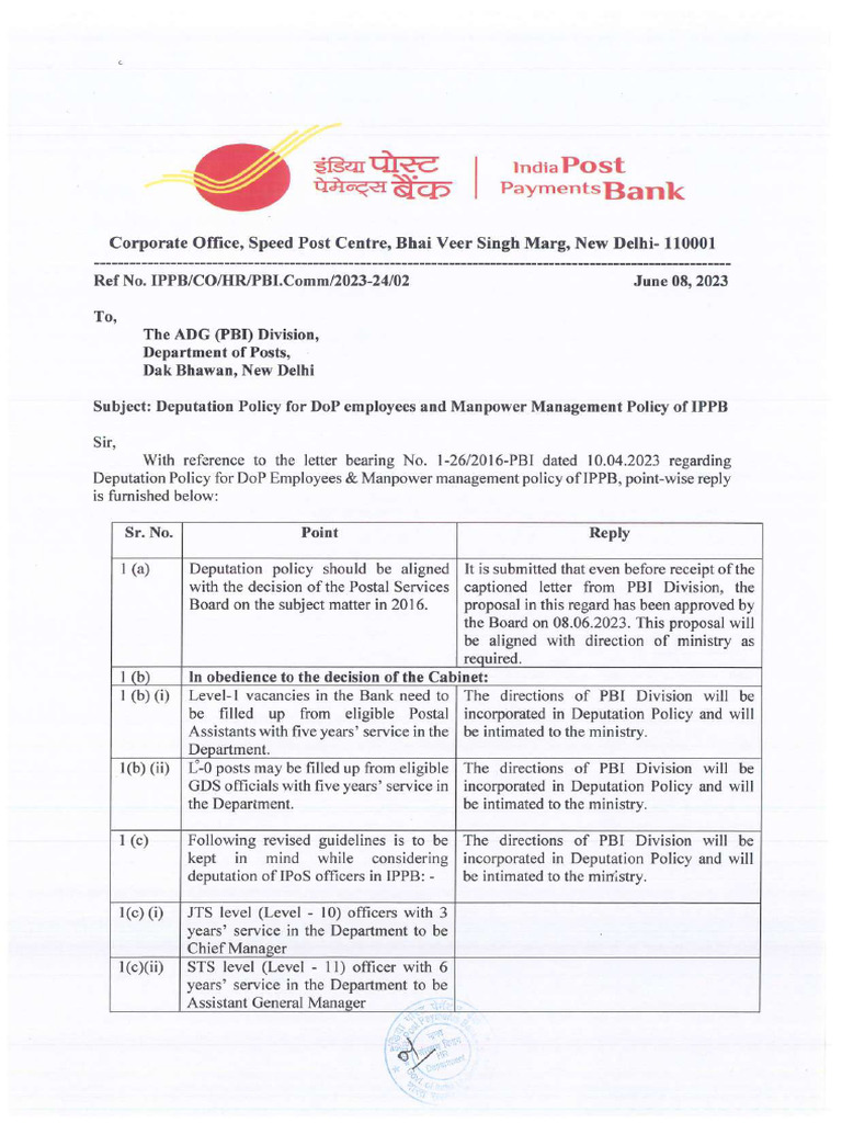 IPPB Deputation & Transfer Policy | PDF | Disability | Salary