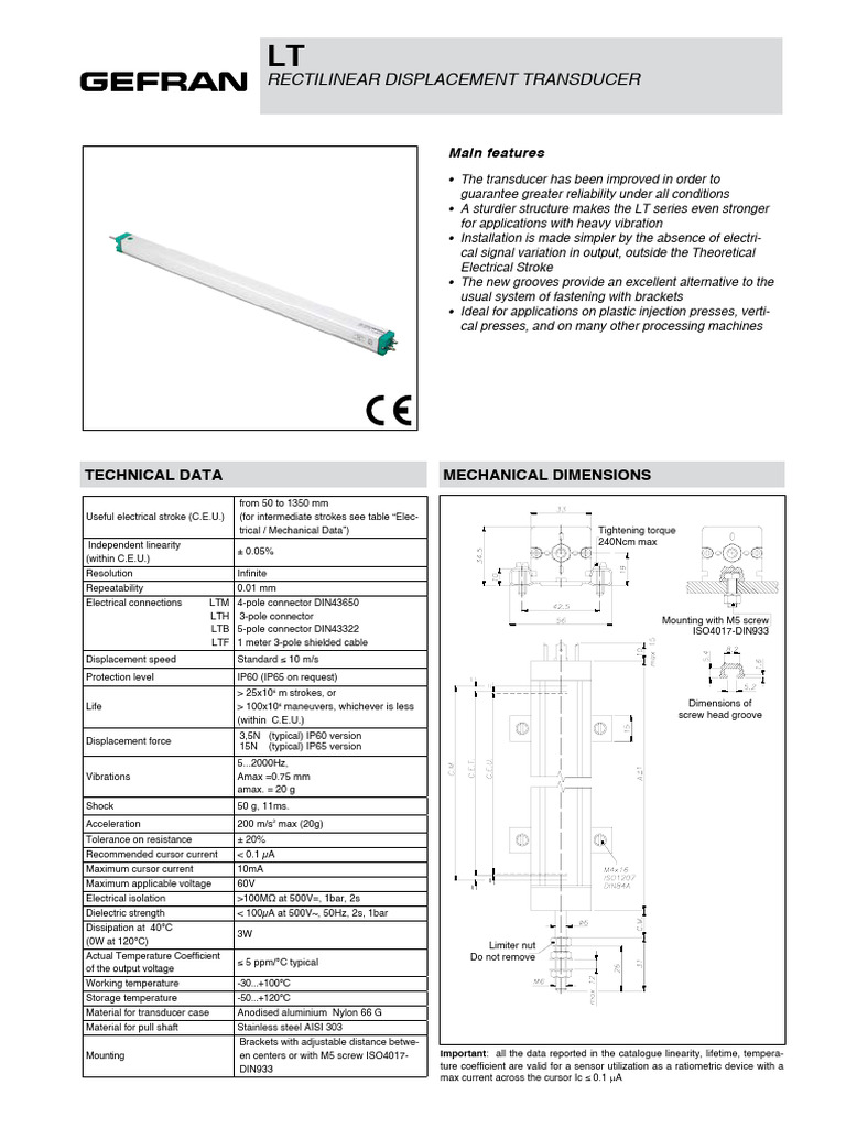Potenciometro Lineal LTM GEFRAN | PDF | Electrical Connector | Screw