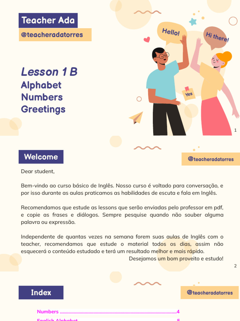 Lesson 1 B - Teacher Ada Torres | PDF
