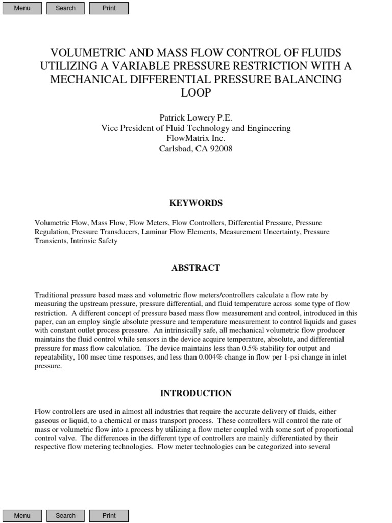 Volumetric Flow Control | PDF | Flow Measurement | Fluid Dynamics