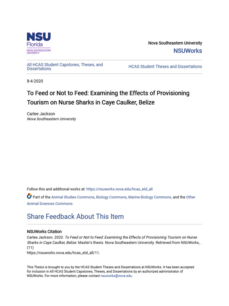 Nurse Shark Tourism Impact Study | PDF | Coral Reef | Sharks