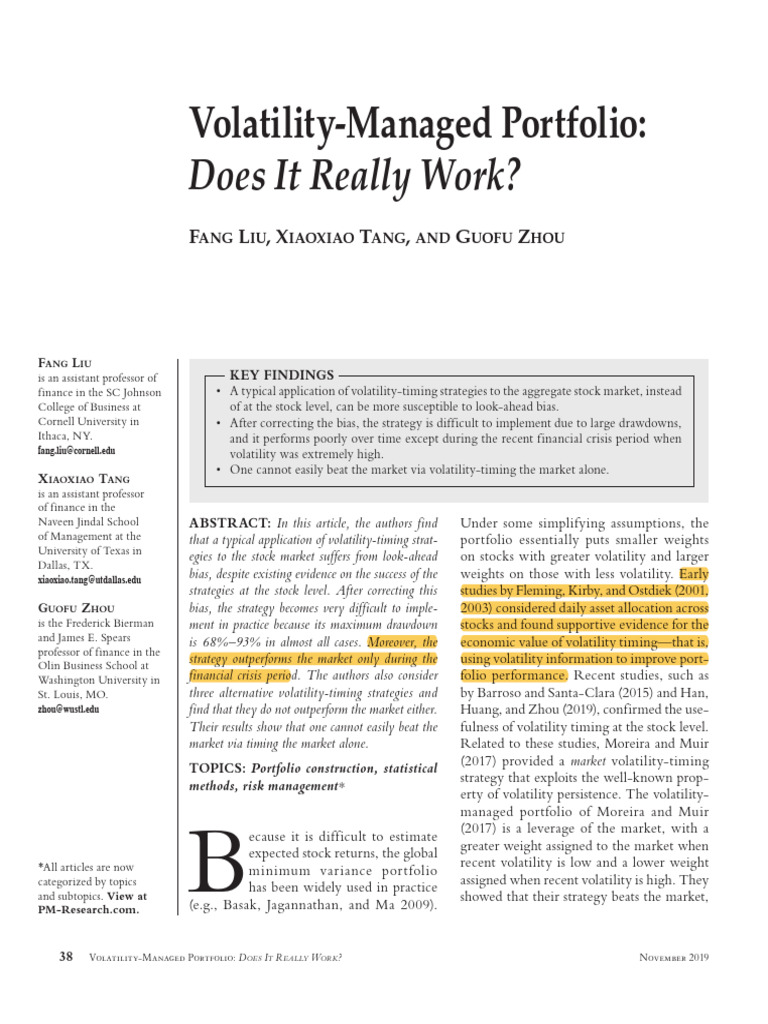 Liu Et Al. - 2019 - Volatility-Managed Portfolio | PDF | Risk ...