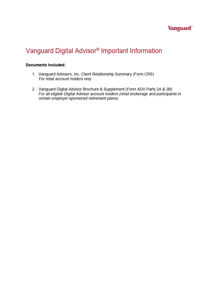 Vanguard Digital Advice Brochure | PDF | Investment Fund | Exchange Traded Fund