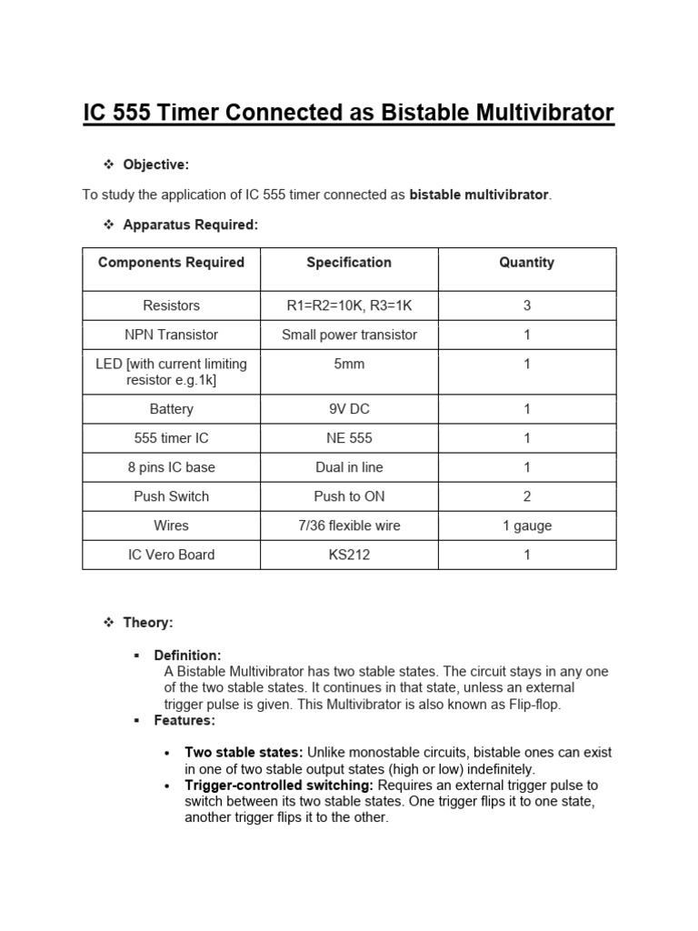 Bistable Multivibrator by Subhankar | PDF | Electronic Circuits | Electrical Engineering
