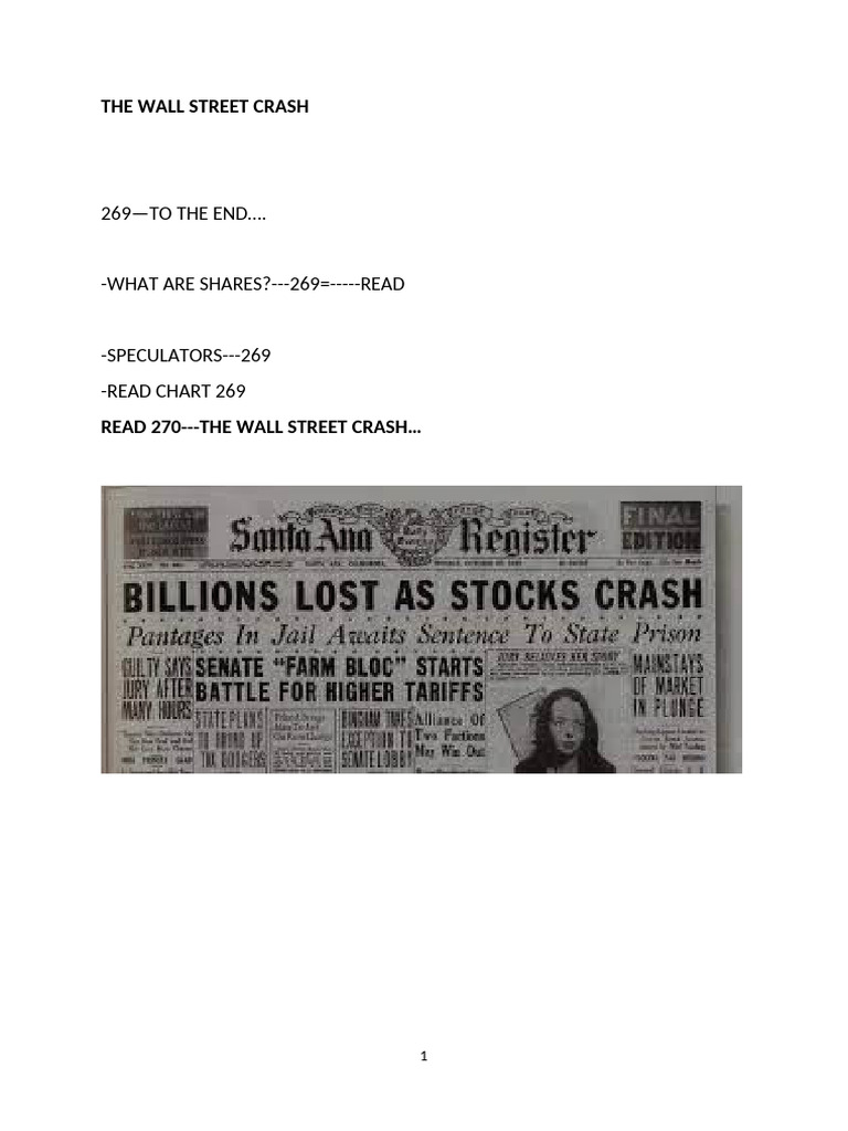 Impact of the Wall Street Crash | PDF | New Deal | Franklin D. Roosevelt