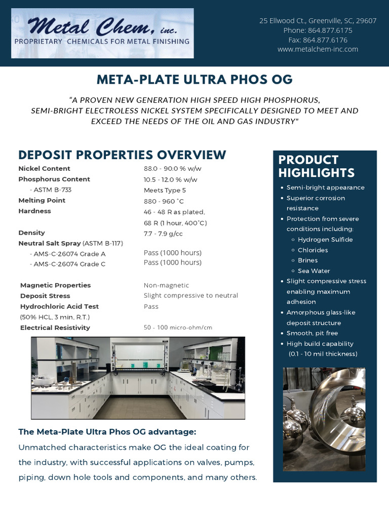 Meta-Plate Ultra Phos OG Tech Specs 210618 | PDF | Hydrochloric Acid ...