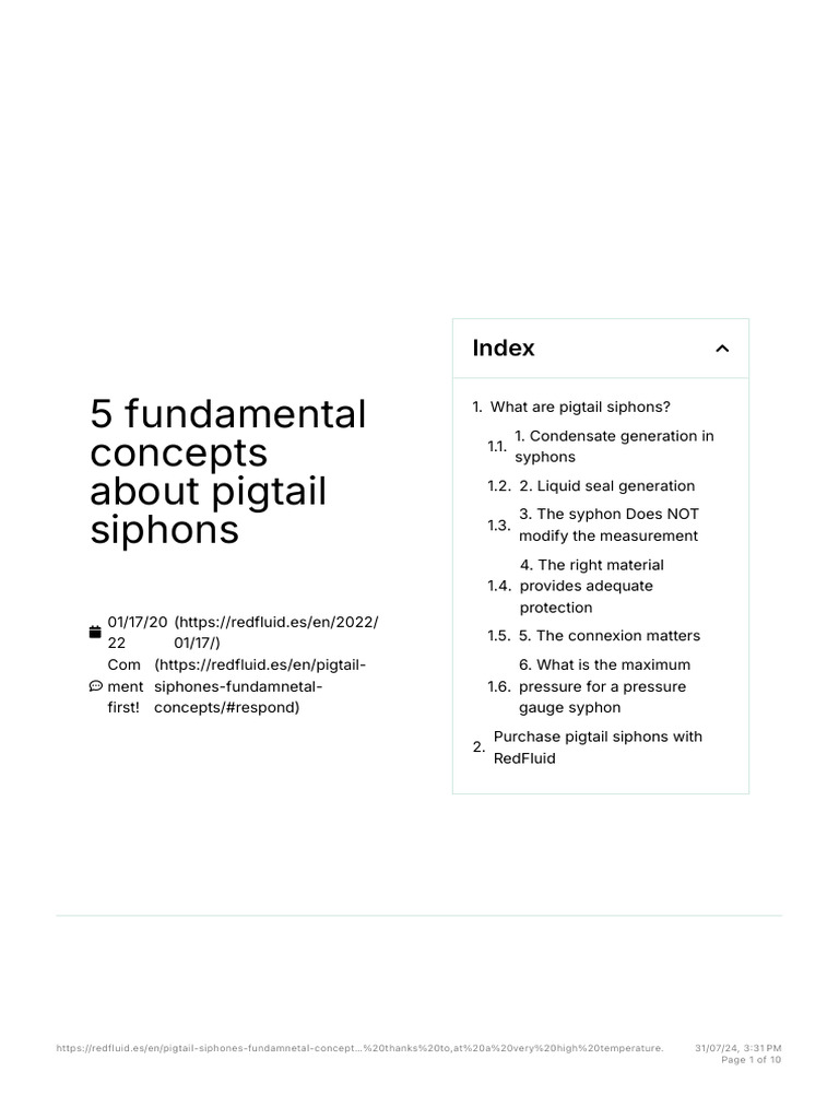 5 Fundamental Concepts About Pigtail Siphons - REDFLUID | PDF ...