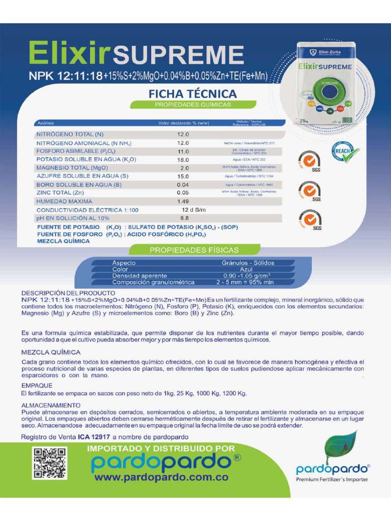 Ficha.t ELIXIR NPK 12 11 18+EM | PDF