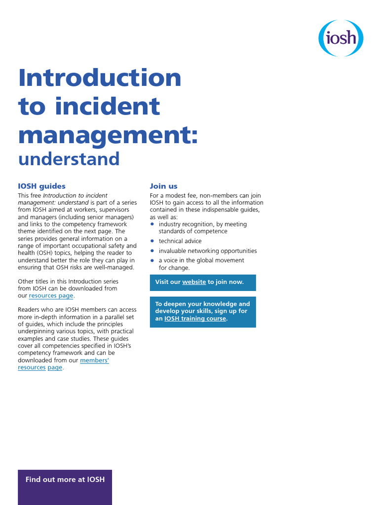Iosh ps1309 Introduction To Incident Management Understand | PDF ...