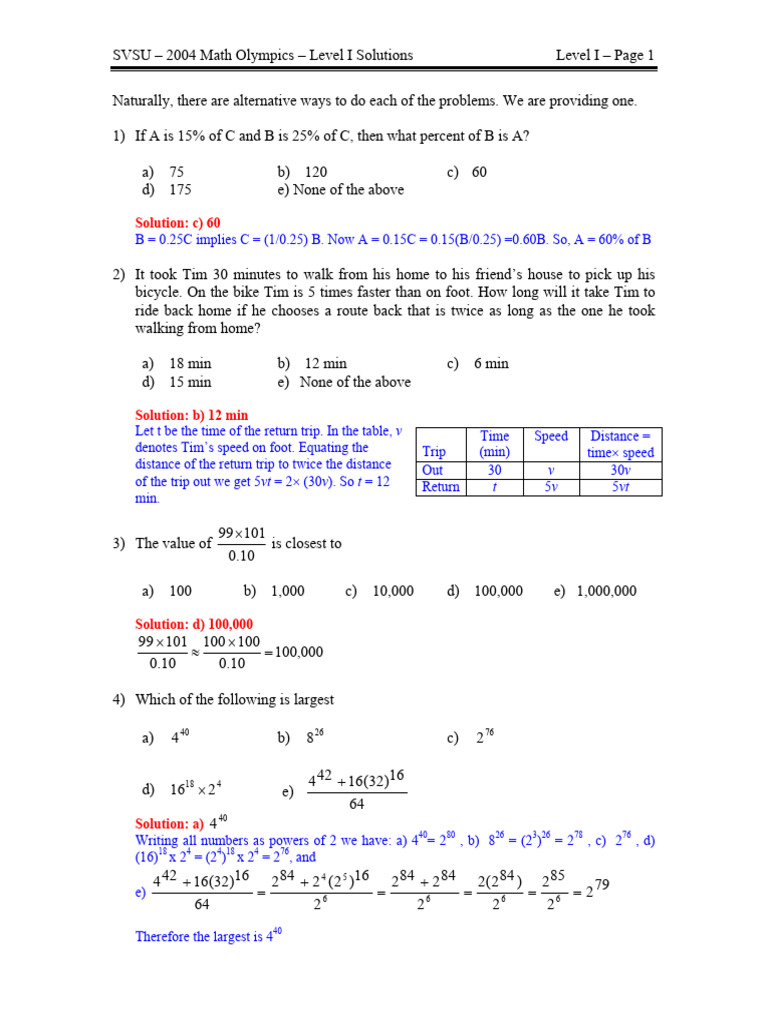2004 Level 1 Final Solutions | PDF | Euclid | Classical Geometry