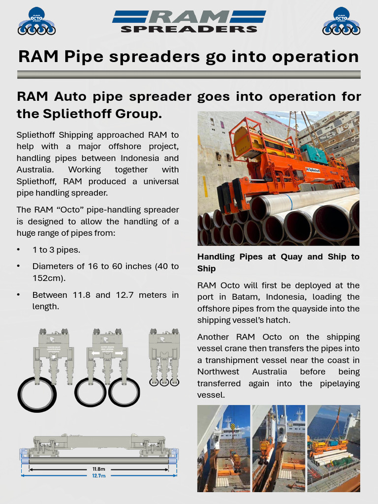 RAM Octo Pipe Spreader Launch for Spliethoff | PDF | Crane (Machine ...