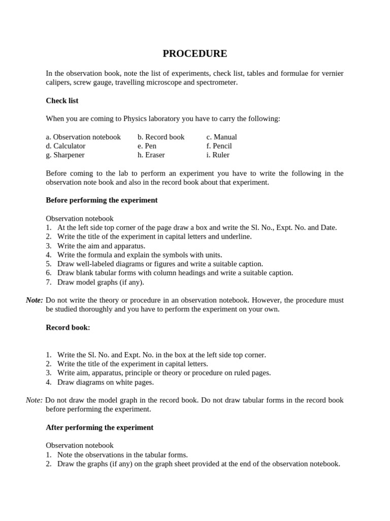PROCEDURE For Students | PDF | Notebook