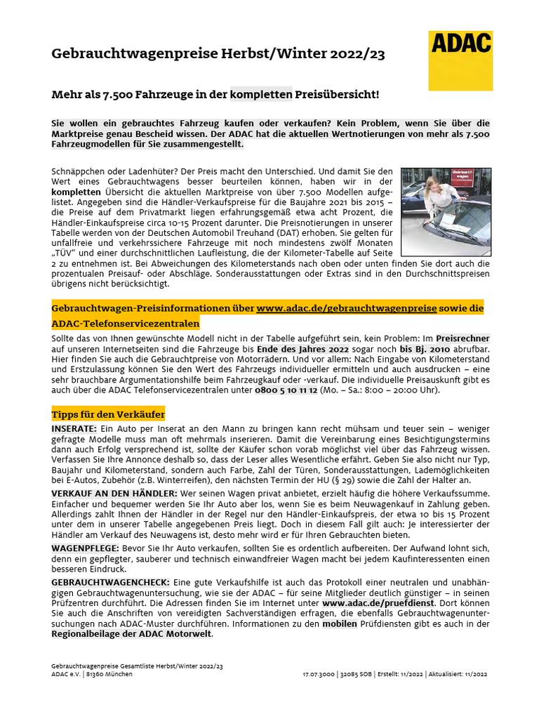 Faszinierend Adac Gebrauchtwagenpreise 2022 Bild