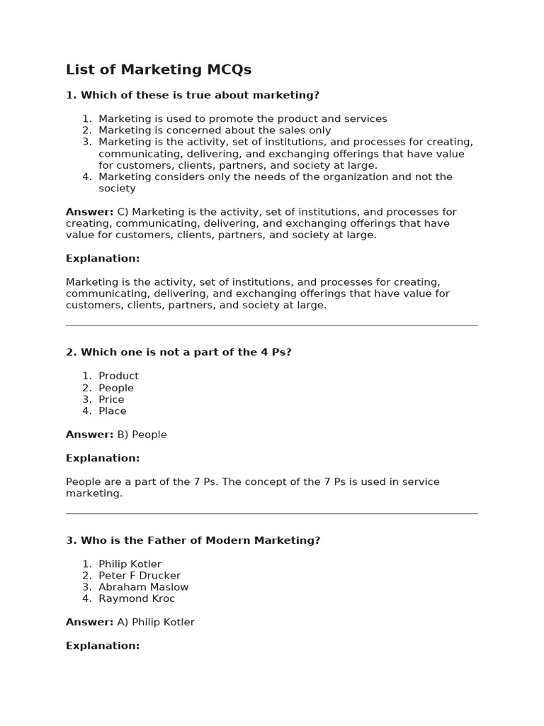 805 MCQs | PDF | Marketing | Market Segmentation