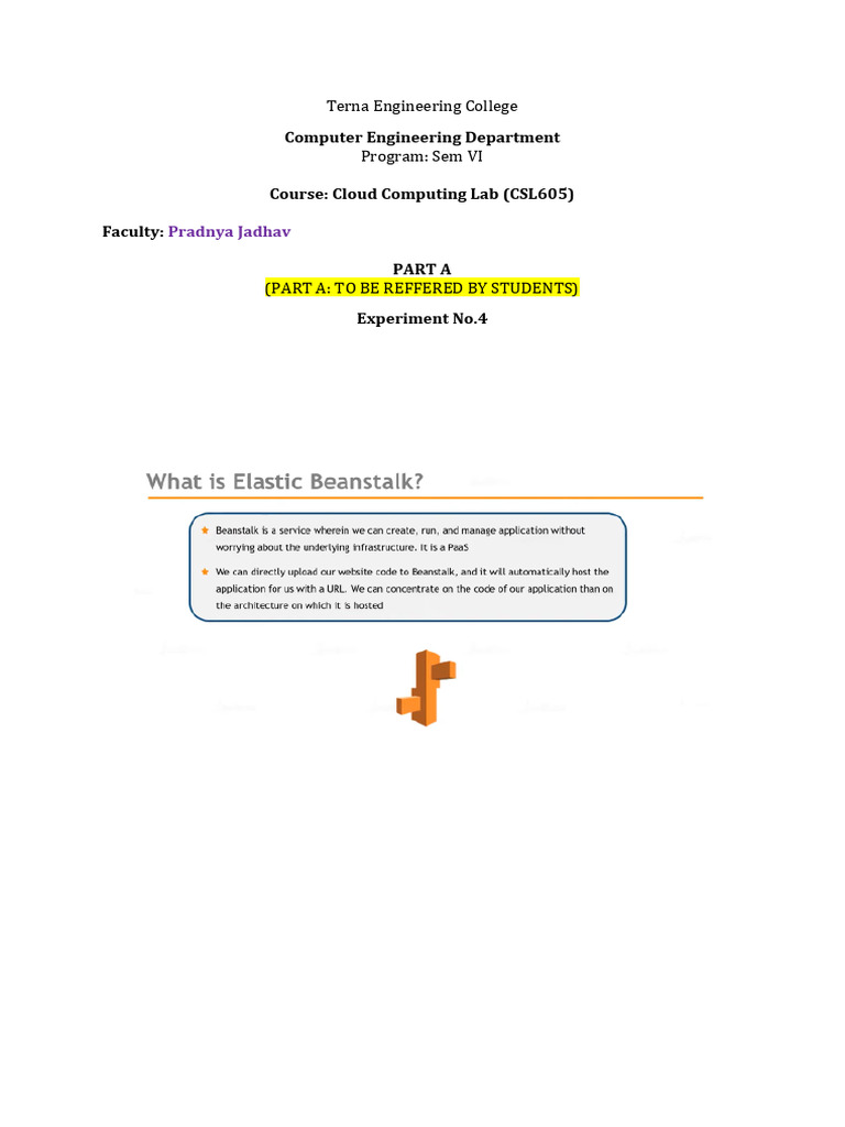 C-20 - CCL Experiment No 4-Elastic Beanstalk | PDF | Platform As A Service | Amazon Web Services