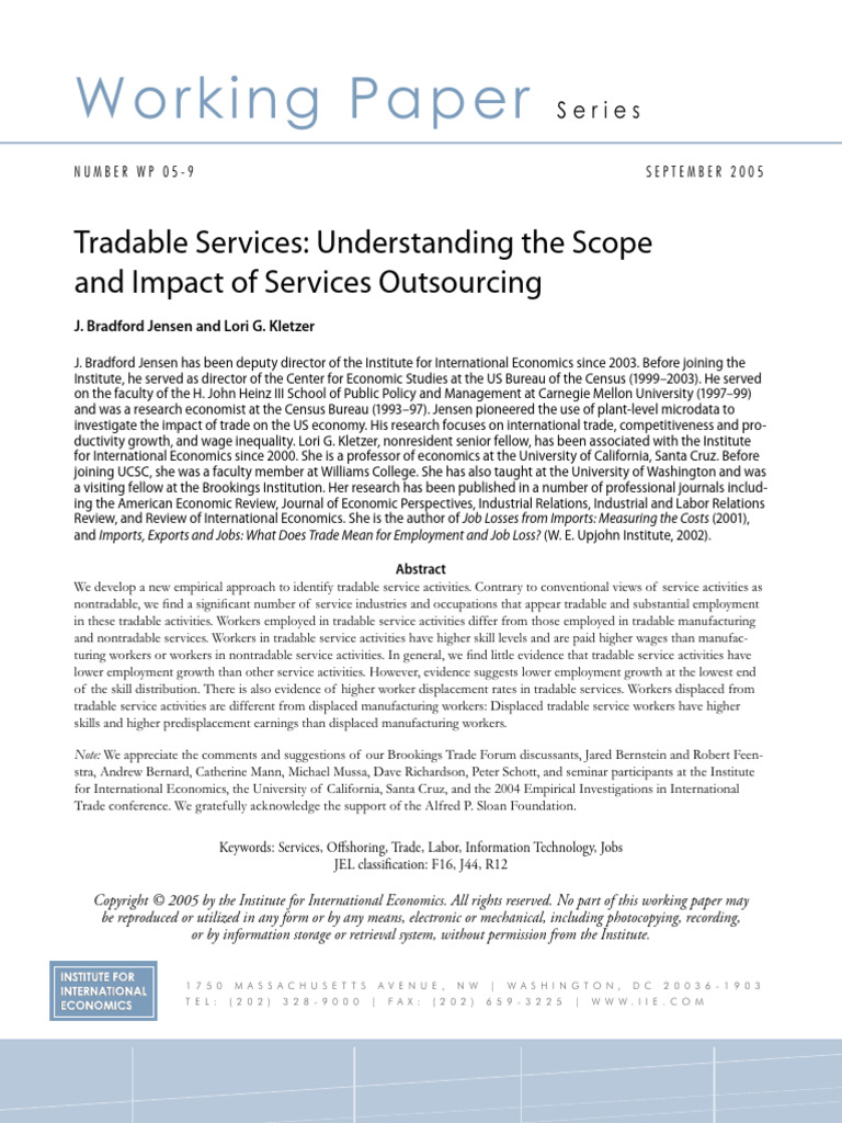 Jensen & Kletzer - Scope Services | PDF | Gini Coefficient | Employment