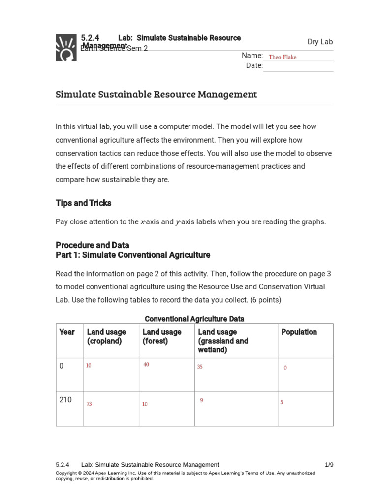 5.2.4 Lab - Simulate Sustainable Resource Management (Dry Lab) | PDF ...