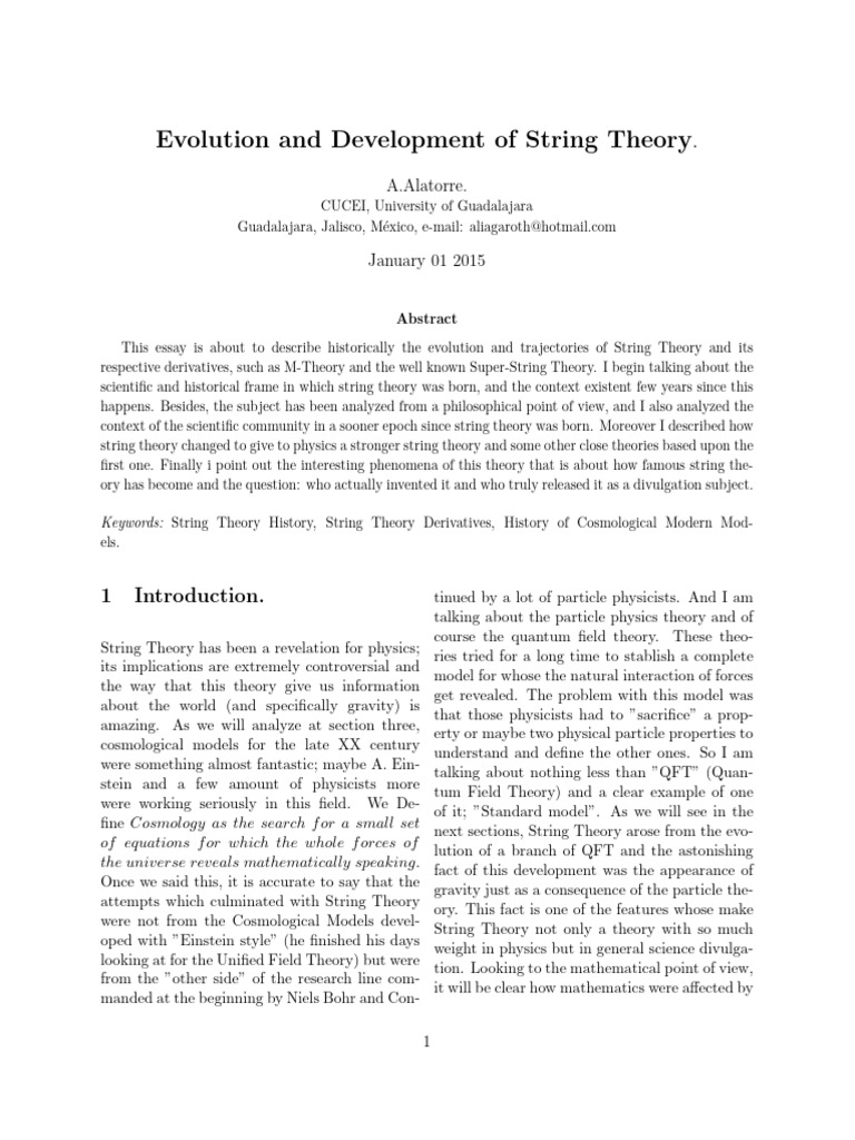 Evolution and Develop of String Theory | PDF | String Theory | Topology