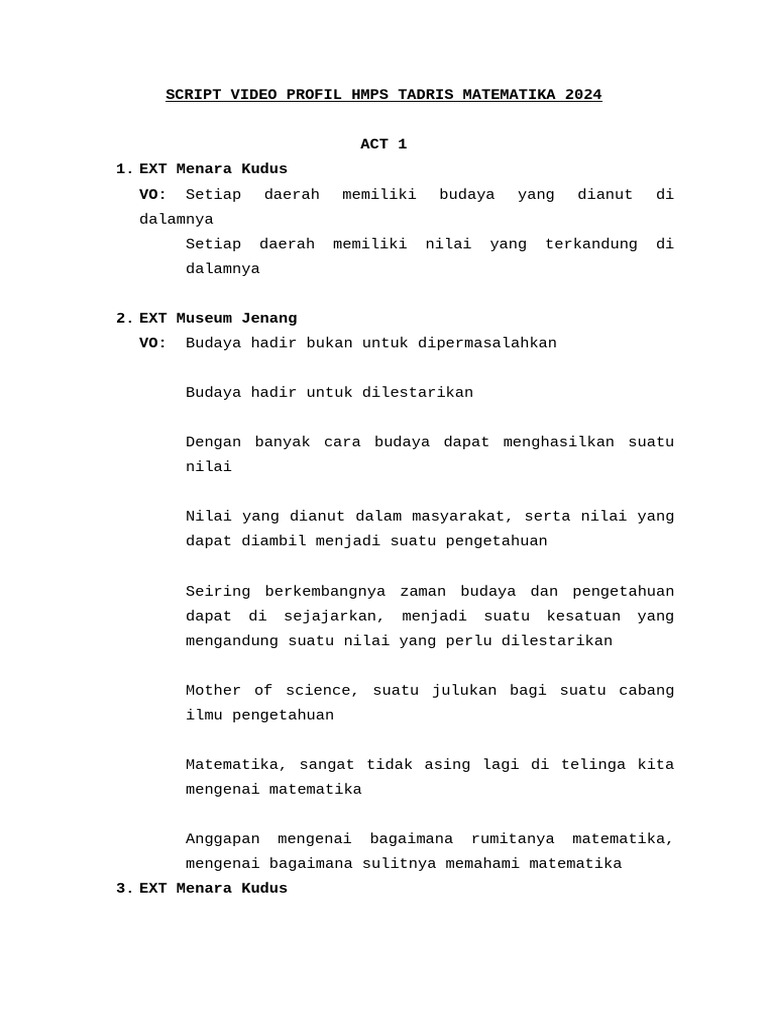 Skrip Video Profil | PDF