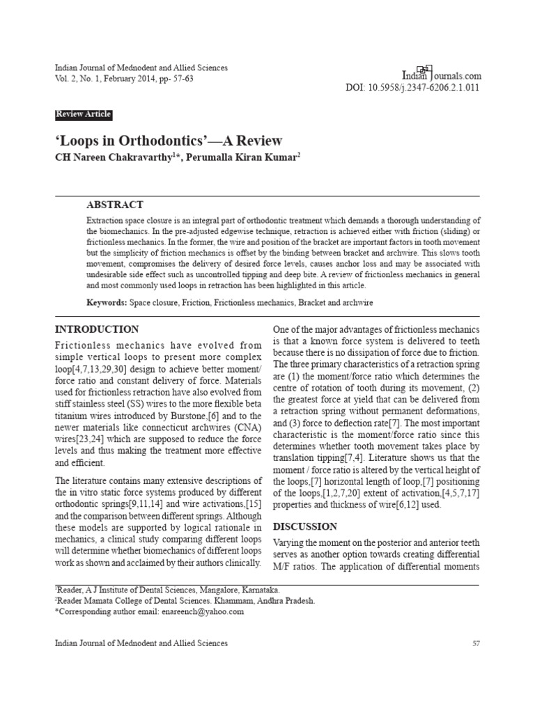 Loops in Orthodontics'-A Review | PDF | Orthodontics | Anatomical Terms ...