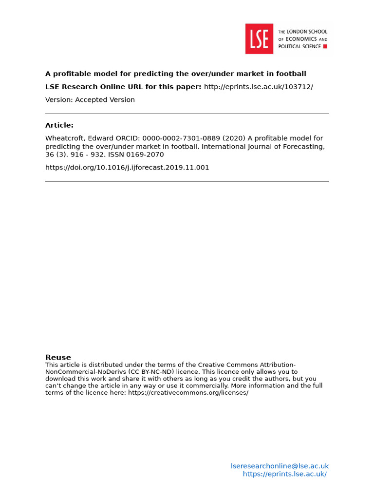 Predict Total Goals LSE | PDF | Odds | Gambling