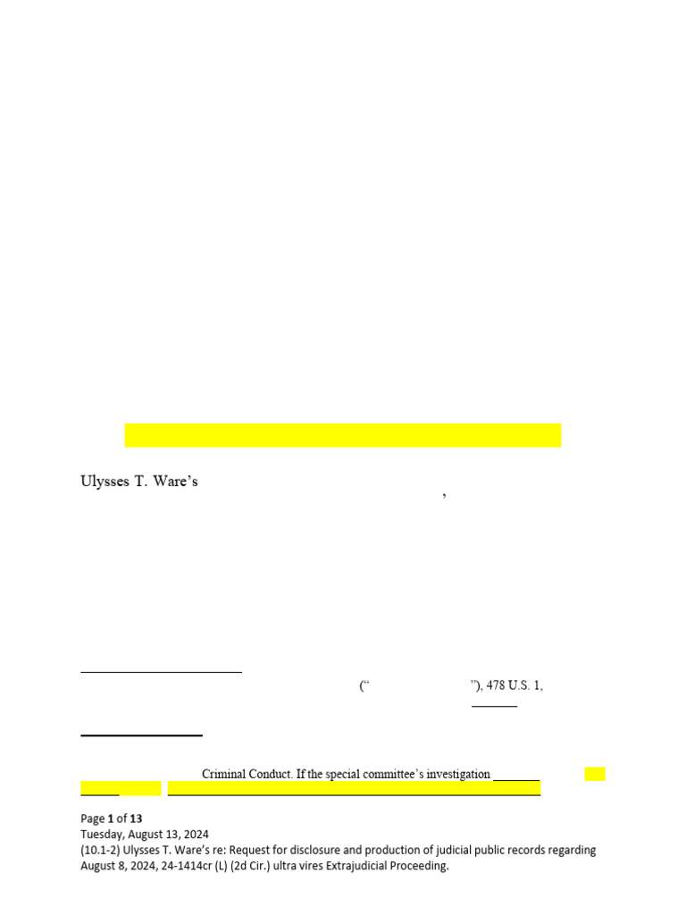 Request For Immediate First Amendment Disclosure and Production. For ...