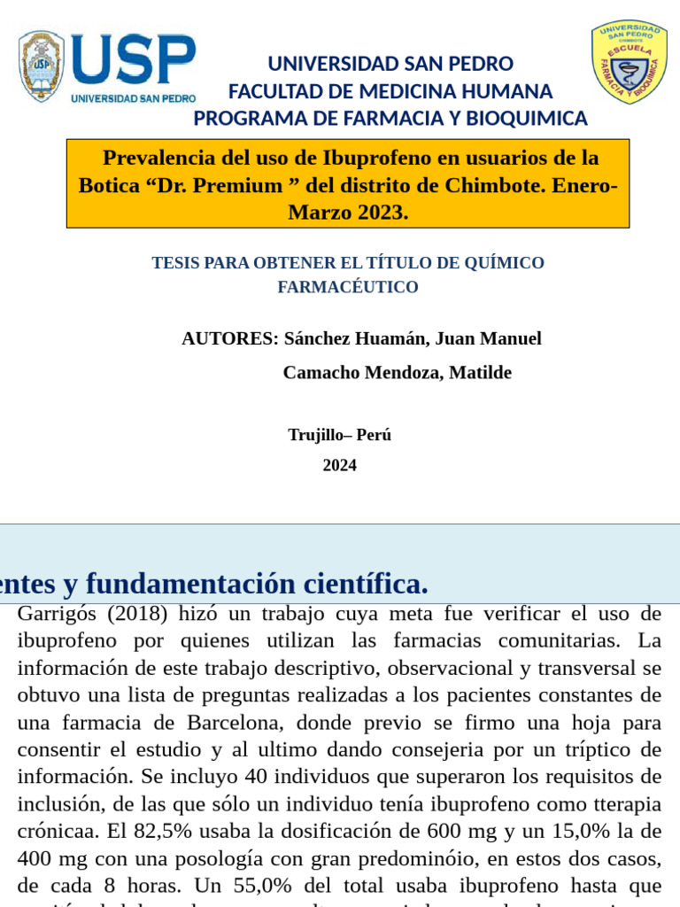 Prevalencia Ibuprofeno en Chimbote 2023 | PDF | Cuidado de la salud ...