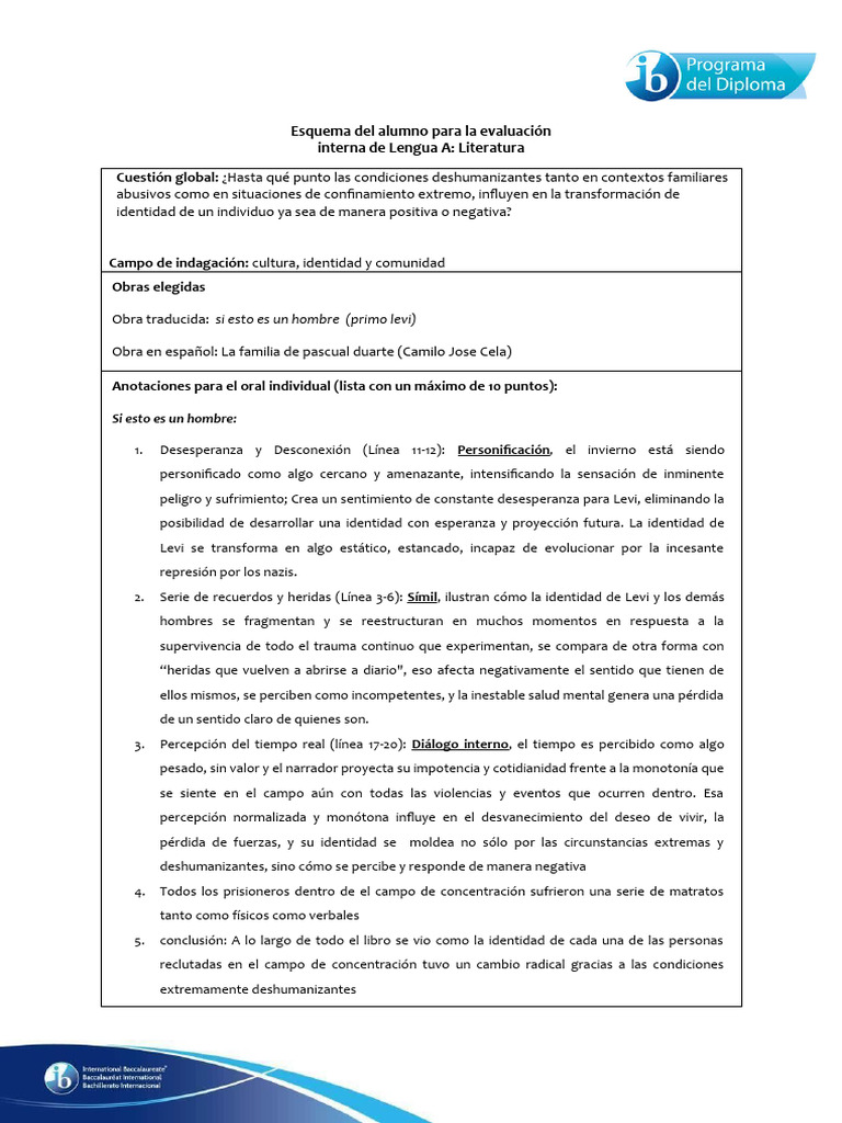 Oral Individual Literatura | PDF | Sufrimiento | Trauma psicólogico