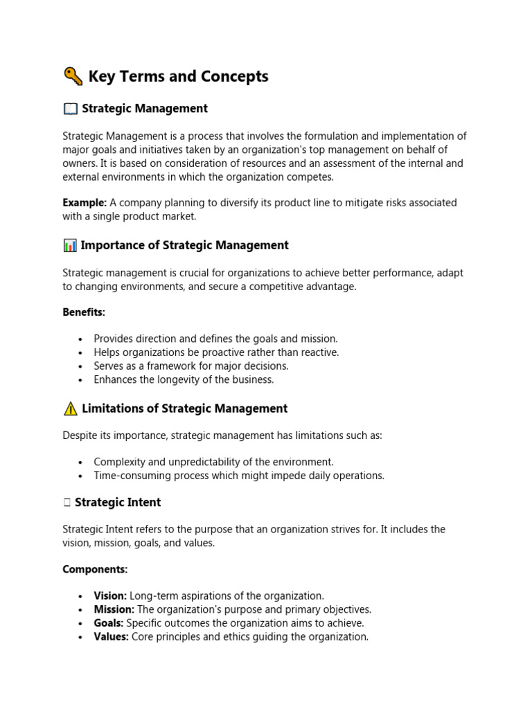 STRATEGIC MANAGEMENT NOTES | PDF | Strategic Management | Strategic ...