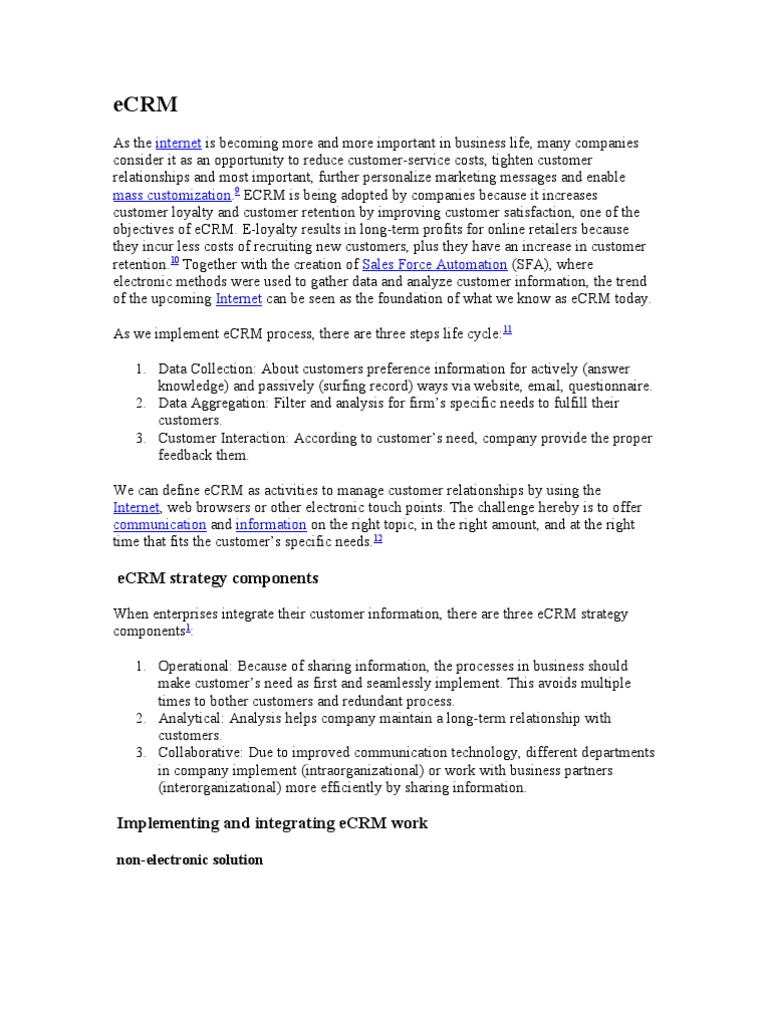 An Overview of Electronic Customer Relationship Management (eCRM ...