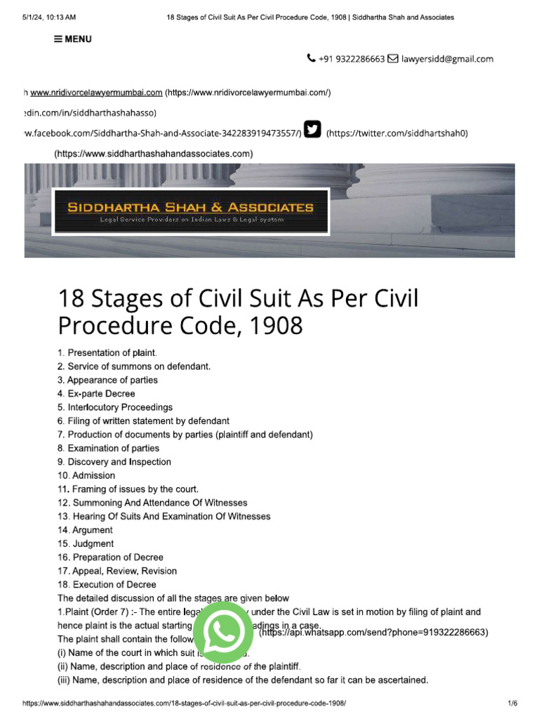 18 Stages of CPC | PDF