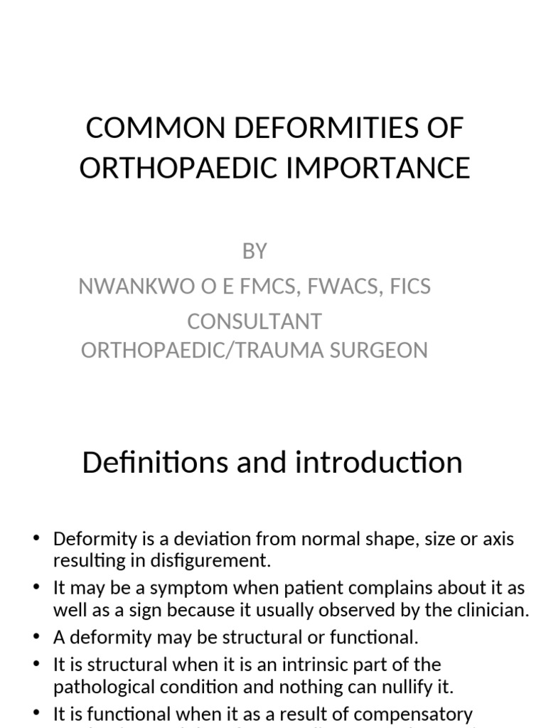 Common Deformities of Orthopaedic Importance | PDF | Scoliosis ...