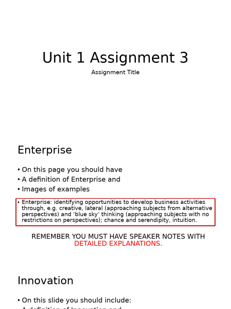 Unit 1 Assignment 3 Writing Frame1 | PDF | Business | Innovation