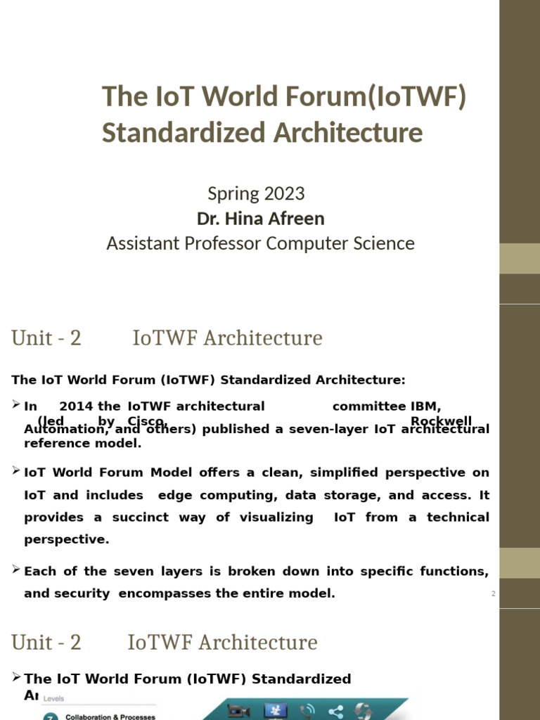 IoT World Forum Standardized Architecture | PDF | Internet Of Things ...