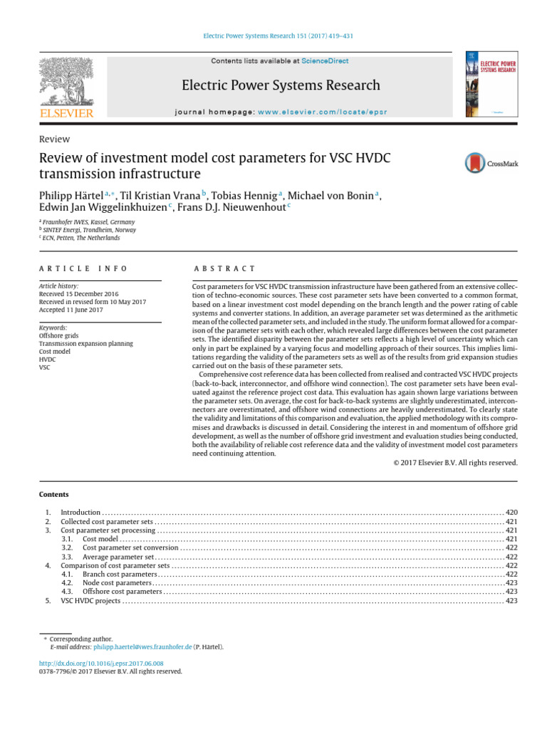 VSC HVDC Cost Model Review | PDF | Electrical Grid | Electric Power ...