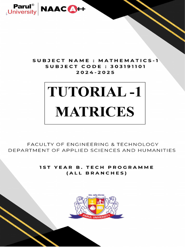 Tutorial 1 Pdf Eigenvalues And Eigenvectors Matrix Mathematics 