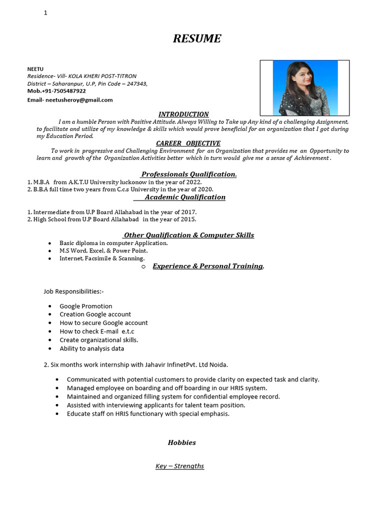 I Am Sharing 'RESUME NEETU (1) ' With You | PDF | Human Communication