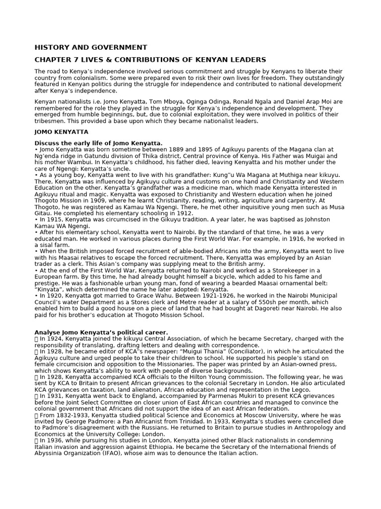 History Chapter 7 | PDF | Kenya
