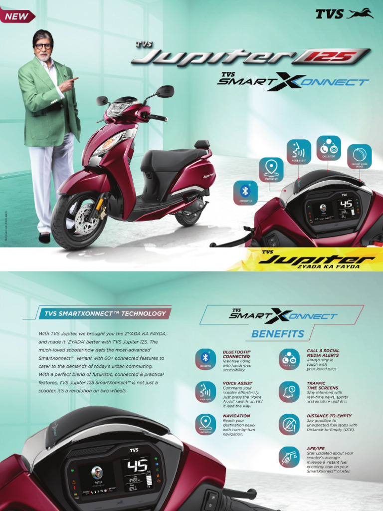 Tvs Jupiter 125 Smartxonnect Brochure | PDF