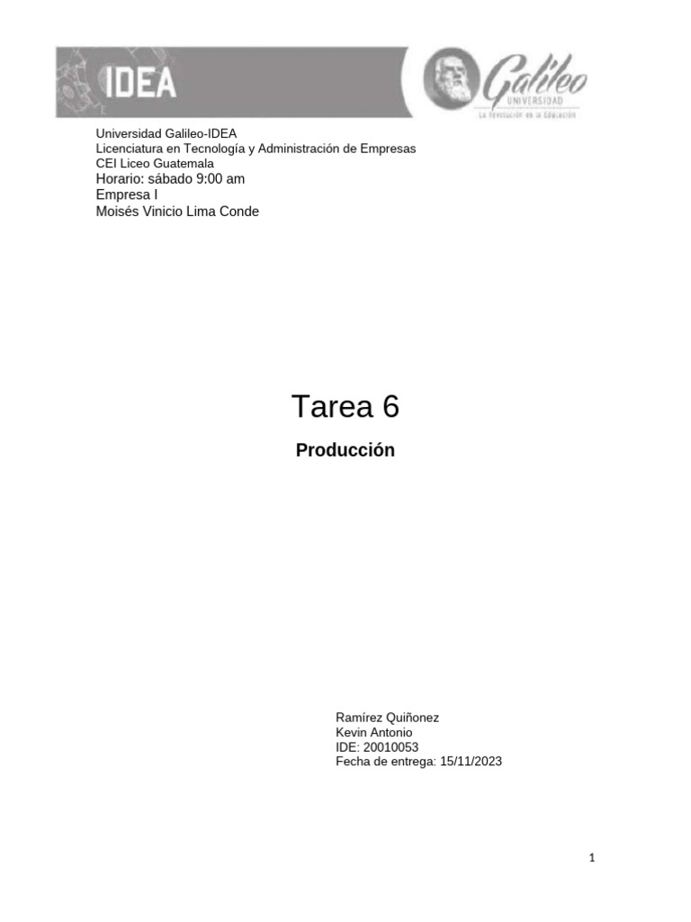 Tarea Cap 6 Empresa 1 | PDF | Business | Planificación