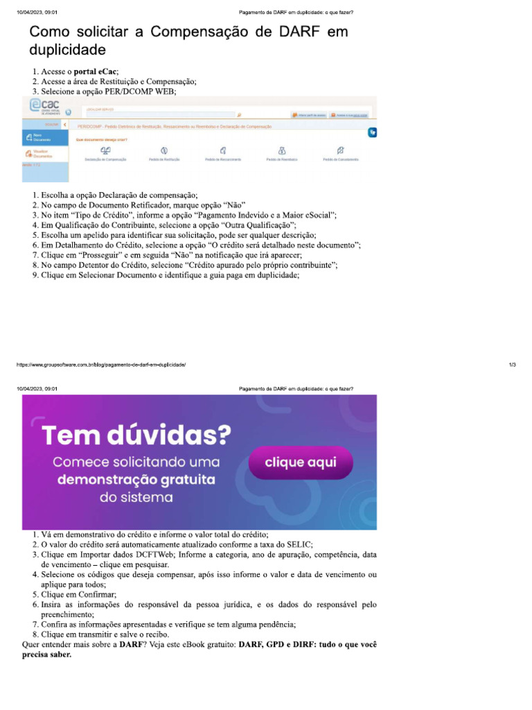 Compensar Darf em Dupliciade | PDF