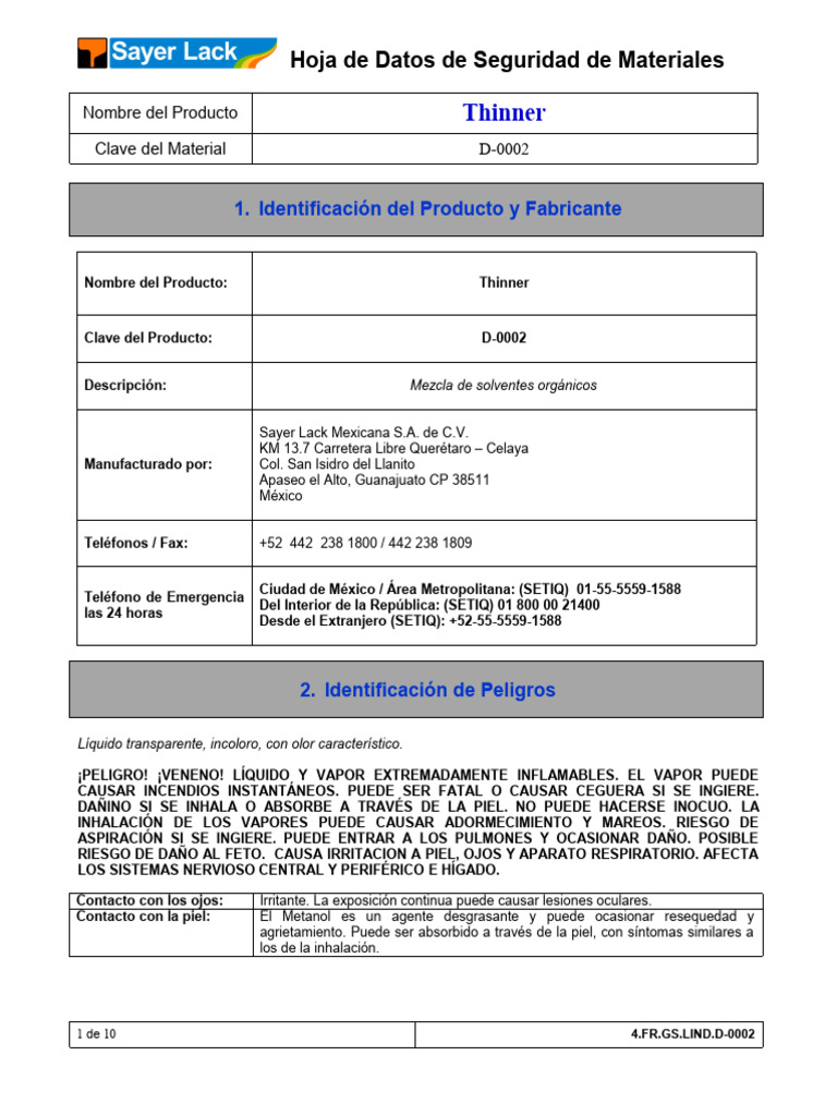 HDS Thinner | PDF | Agua