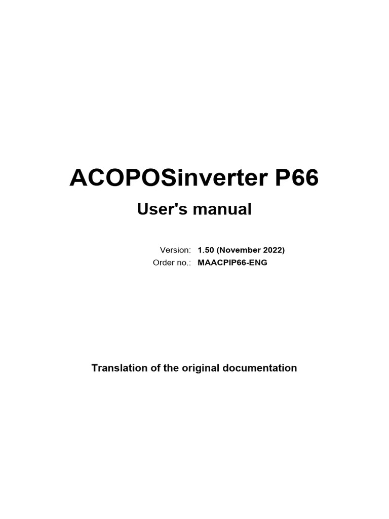 Acoposinverter p66 Eng-V1.50 | PDF | Power Supply | Electric Motor